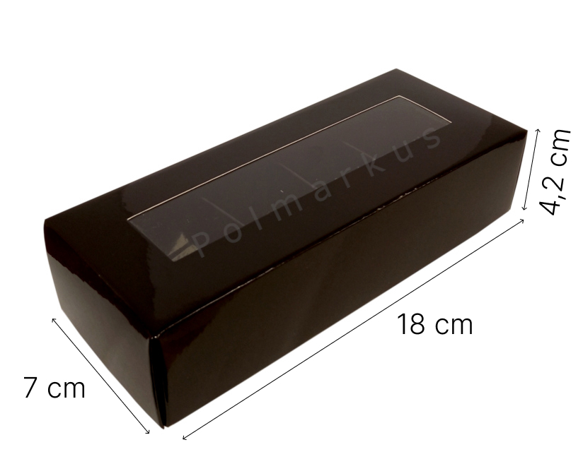 Pudełko na 4 praliny czarne z przykrywką 18x7x4,2 cm opak. 10 szt ...
