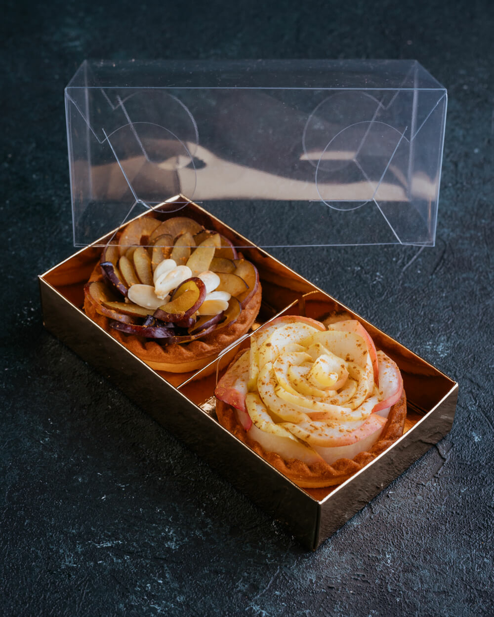 Pudełko na 2 monoporcje/muffiny złote 17,5x8,5x7,5 cm opak. 10 szt ...