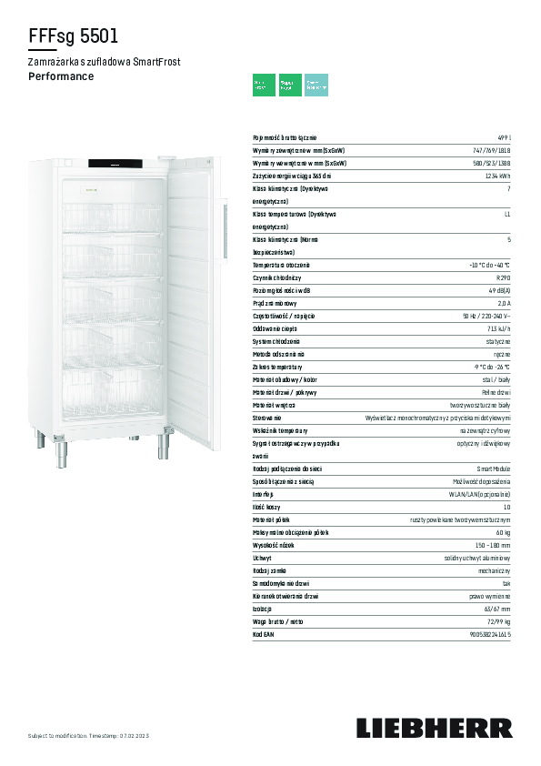 Szafa mroźnicza SmartFrost FFFsg 5501 Performance LIEBHERR - Sklep ...