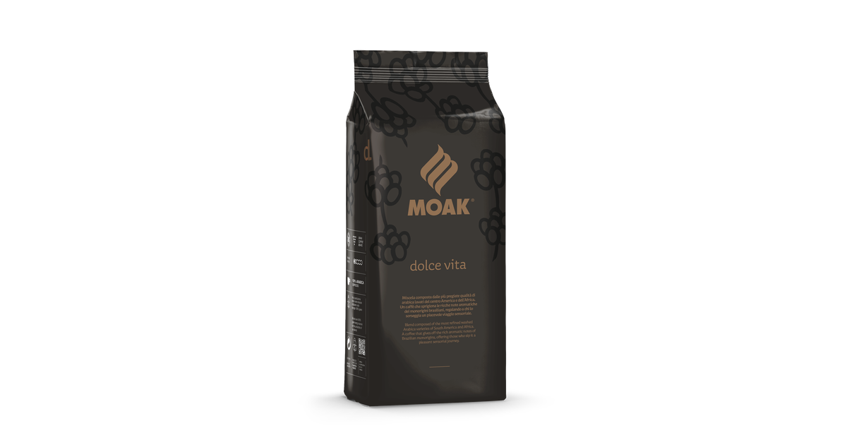 Włoska kawa ziarnista MOAK Dolce Vita 100% Arabica z nutą wanilii i kakao 1 kg - Sklep Polmarkus