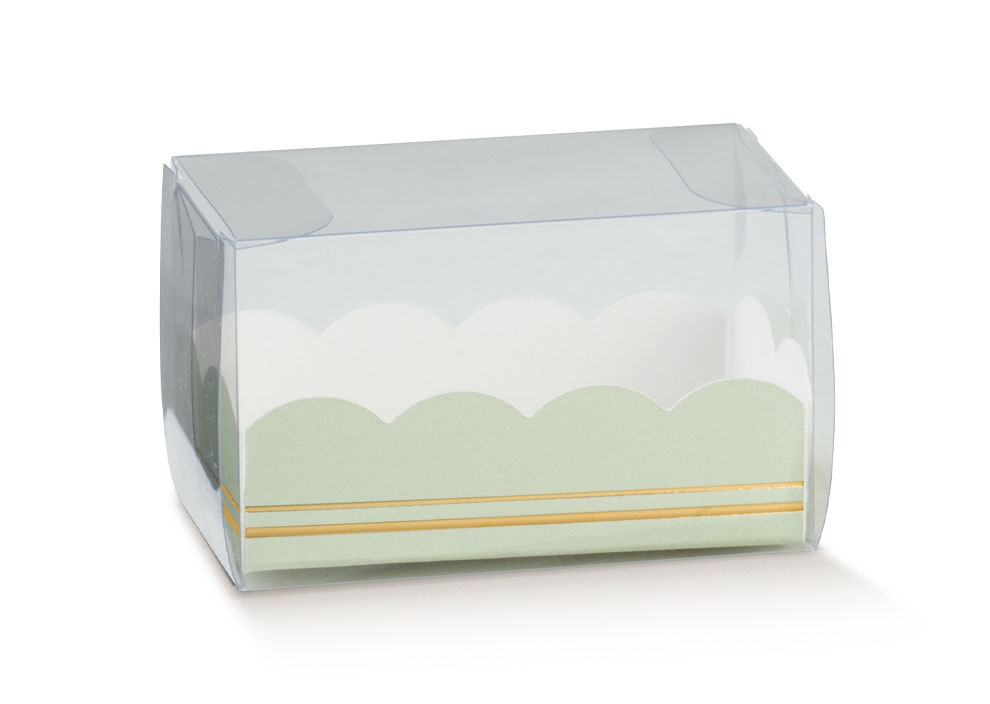 Pudełko na 2-3 makaroniki przeźroczysto-zielone 8x5x5 cm opak.10 szt ...